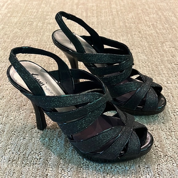 Shoes | Fiona Night Black Glitter Heels | Poshmark